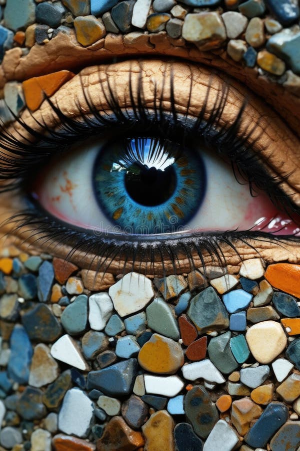 A Woman S Eye is Made of Stones and Pebbles, AI Stock Photo - Image of ...