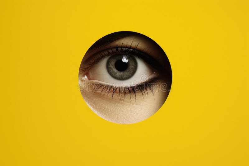 Woman S Eye is Shown in Yellow Circle Stock Photo - Image of render ...