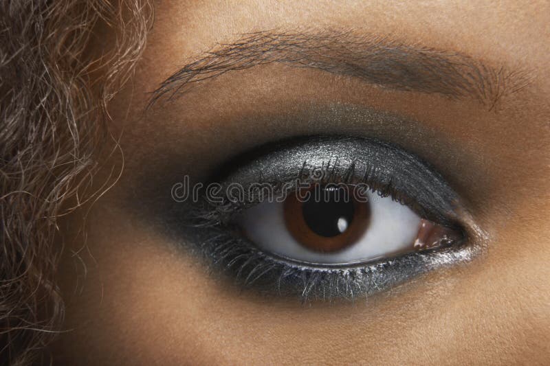 Woman S Eye with Silver Eye Shadow Stock Image - Image of optical ...