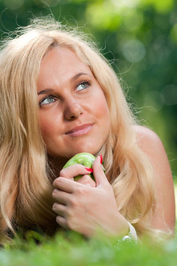 Girl S Face and Apple-tree Flowers Stock Photo - Image of women, nails ...