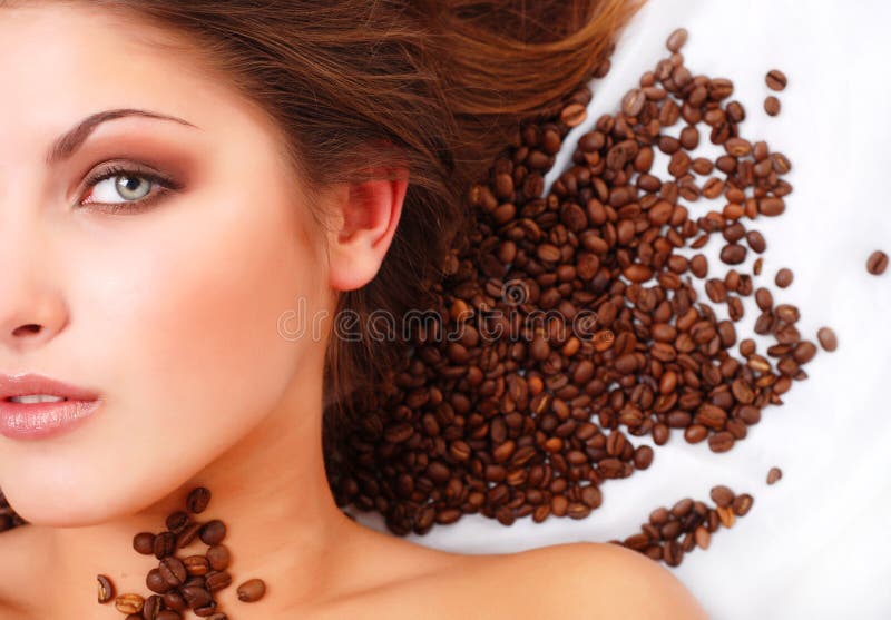 Woman S Face with Coffee Beans Stock Image - Image of coffee, human ...
