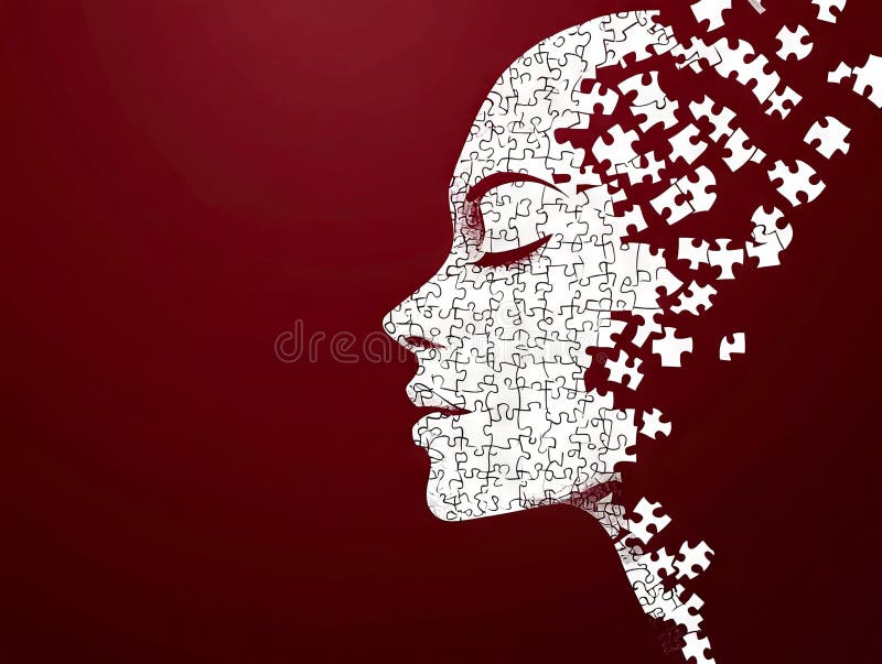 A Woman S Face Made Up of Puzzle Pieces Stock Image - Image of head ...