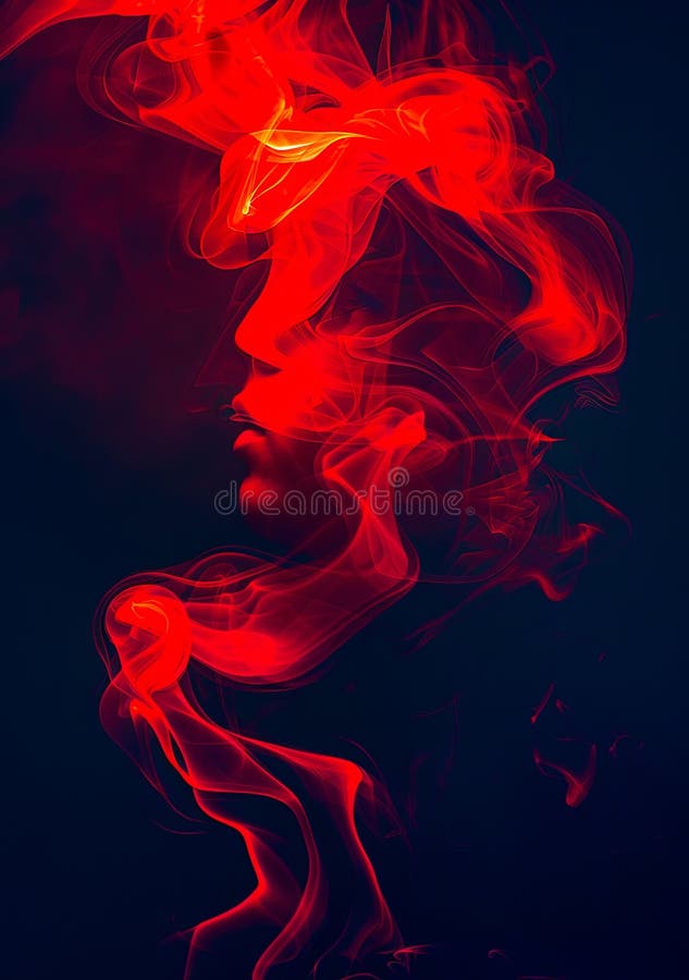 A Woman S Face with Red Smoke Stock Image - Image of face, invertebrate ...