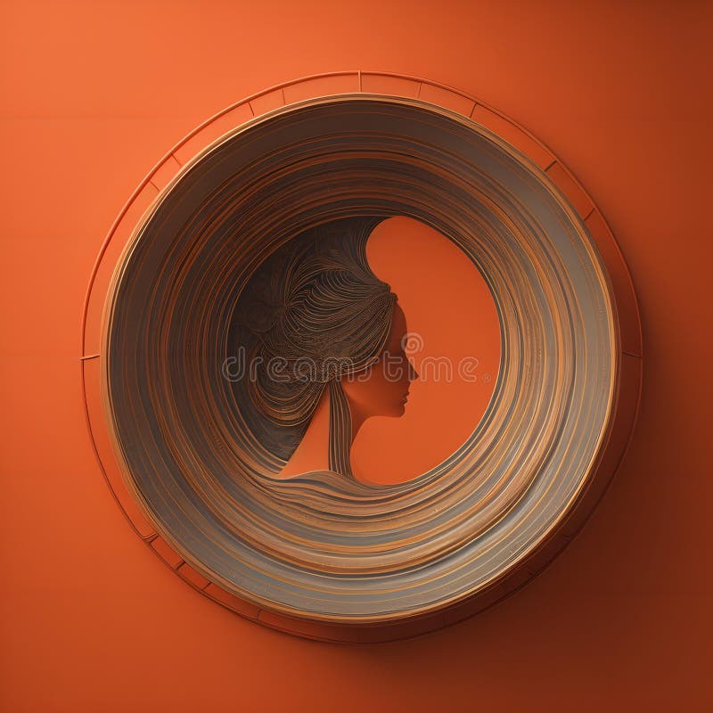 A Woman S Face in a Round Frame. Generative Ai Stock Illustration ...