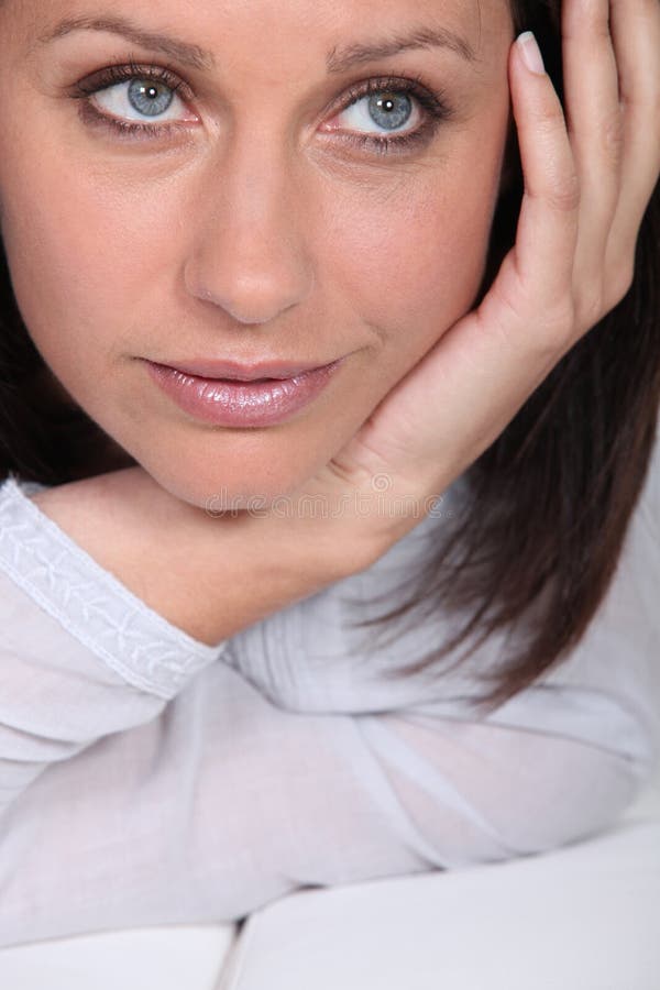 Woman s face saddened stock image. Image of posture, embroidered - 37039119