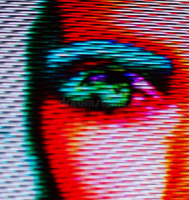 Woman`s Face on the Screen. Eye Stock Photo - Image of error ...