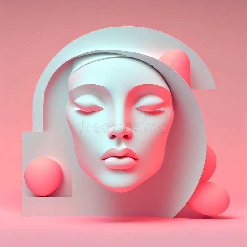 Woman S Face Sculpture Design Generative Ai Stock Illustration