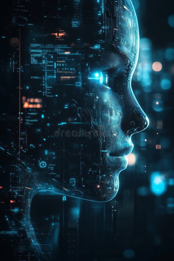 A Woman S Face is Shown in a Blue and Black Color Scheme Stock ...