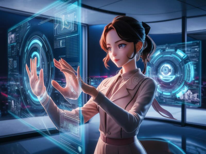 A Woman S Face is Shown in a Computer Generated Image with a Blue ...