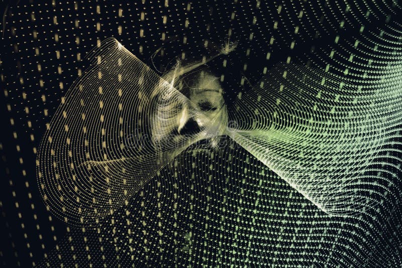 Woman S Face Surrounded by Lights. Artificial Intelligence Concept ...