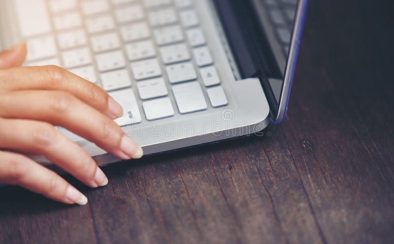 A Woman Finger is Pressing the Enter Key on Her Keyboard. Stock Image ...
