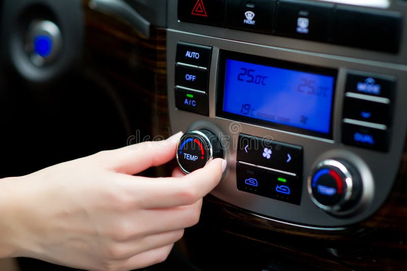 Hand Adjusts Climate Control in the Car Stock Photo - Image of adjust ...
