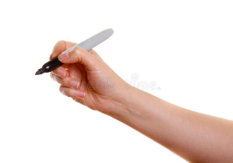 Hand with Marker Drawing Isolated Stock Image - Image of paper, message ...