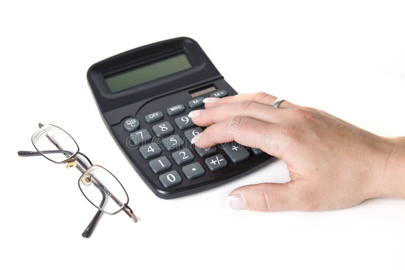 Woman s Hand on Calculator stock photo. Image of caucasian - 8995974