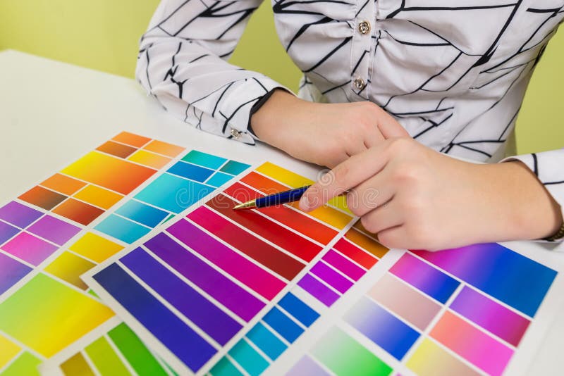 Hand Chooses a Color on a Color Palette Stock Photo - Image of creative ...