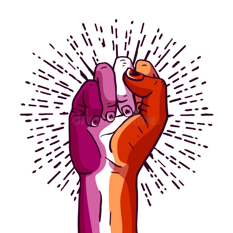 A Woman`s Hand Clenched Into A Fist The Flag Of Lesbian Pride A
