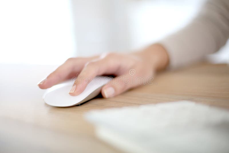 Woman S Hand on Computer Mouse Stock Photo - Image of conceptual ...