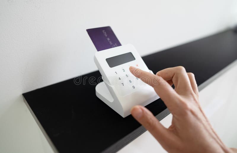 Woman S Hand Entering a PIN Code on Payment Terminal Stock Photo ...