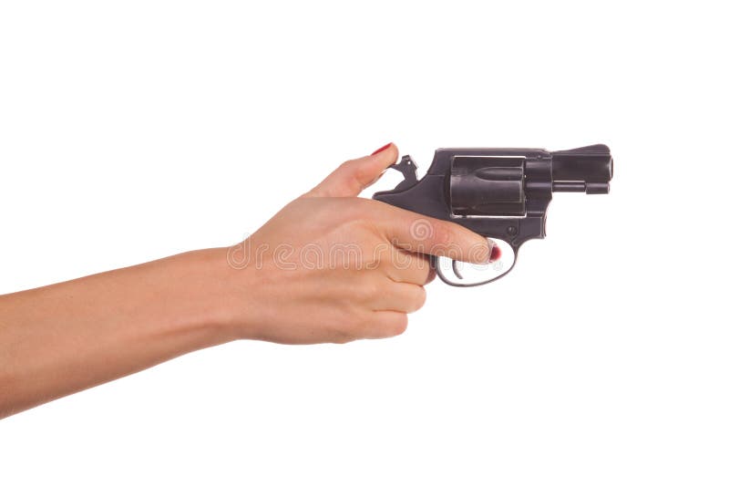 Woman s hand with a gun stock photo. Image of crime, isolated - 11966862