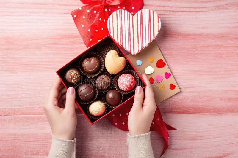Woman S Hand Holding Chocolate from the Box. Coffee and Tea Break Time ...