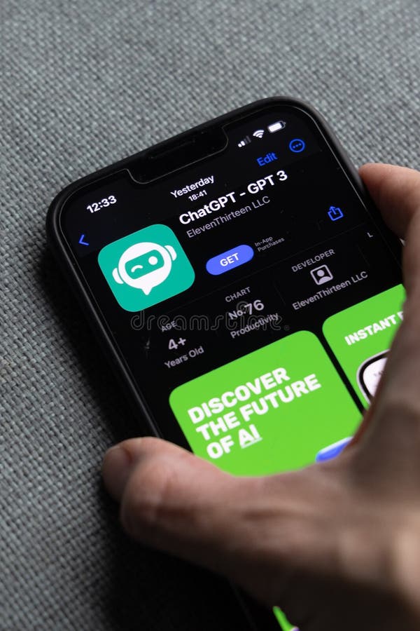 Woman S Hand Holding an IPhone with Appstore and ChatGPT and Chat Bot ...