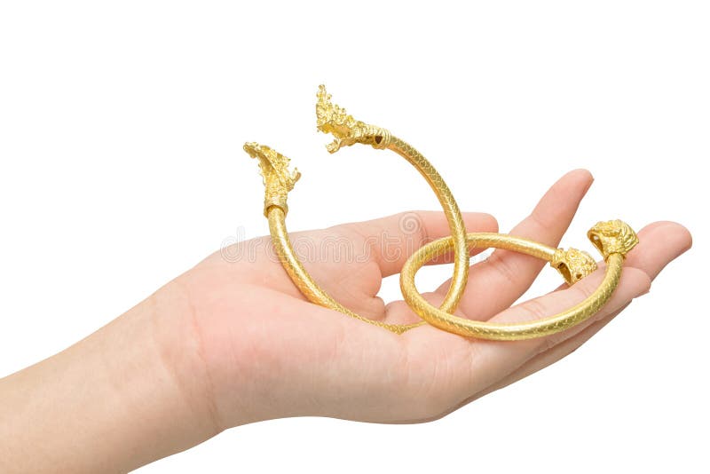 Woman S Hand Holding Thai Gold Bracelet Design Stock Image - Image of ...