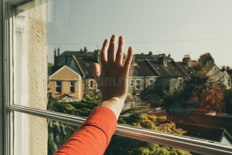 Woman Leaning Against Glass Window Stock Photos - Free & Royalty-Free ...