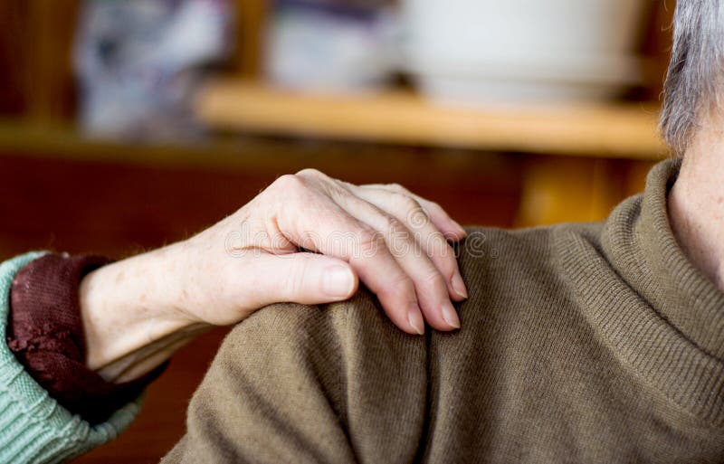Woman S Hand on Man S Shoulder Stock Photo - Image of pain, gray: 29432566