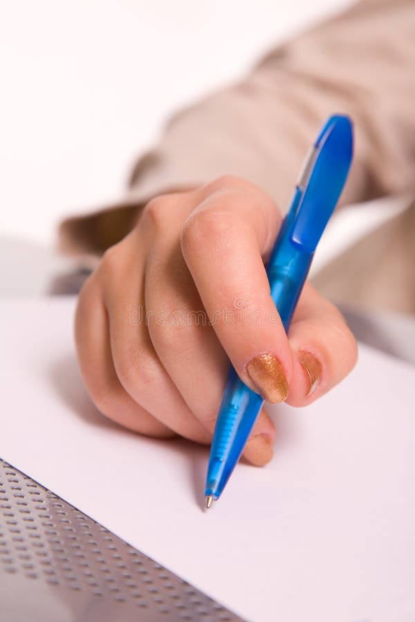 Woman S Hand with Pen Signing a Paper Stock Image - Image of hand ...