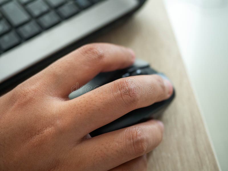 Woman`s Hand is Pressing the Mouse,Work Form Home during the Epidemic ...