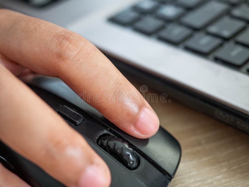 Woman`s Hand is Pressing the Mouse,Work Form Home during the Epidemic ...