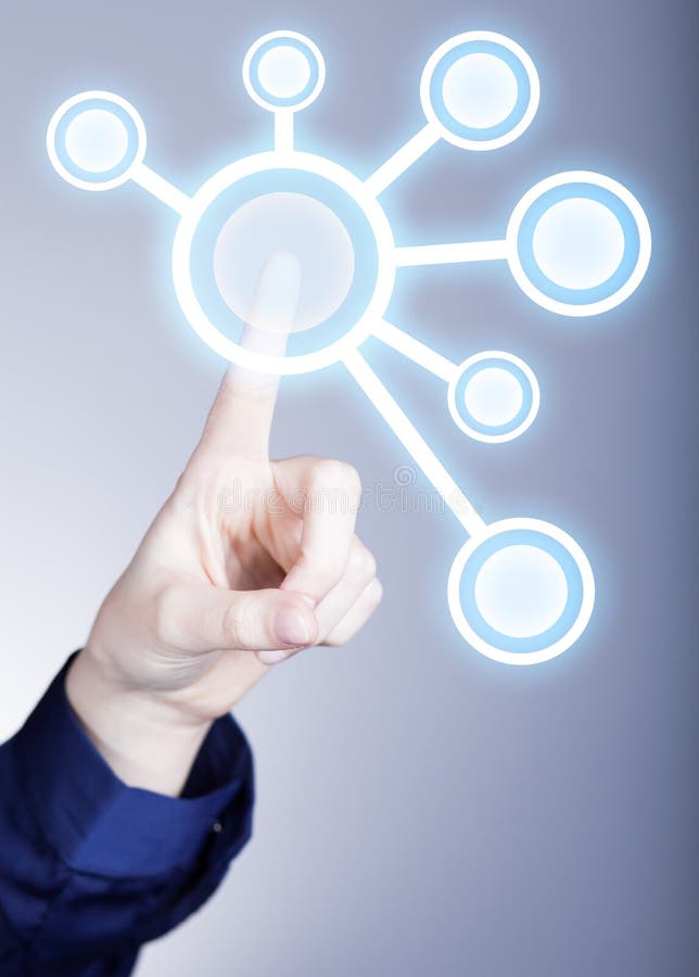 Woman S Hand Pushing the Button on Touch Screen Stock Photo - Image of ...