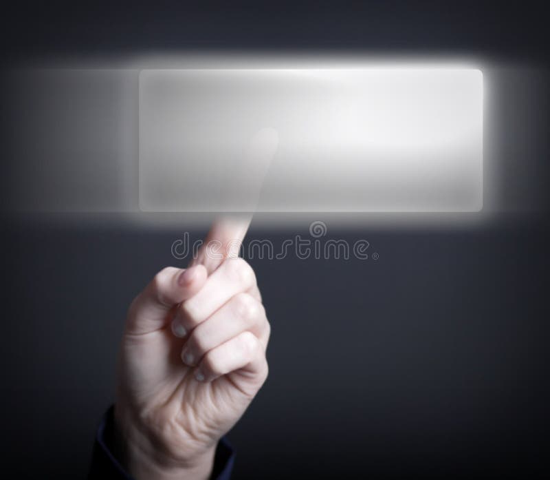 Woman S Hand Pushing the Button on Touch Screen Stock Photo - Image of ...
