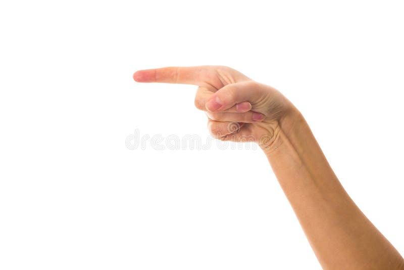 341 Womans Hand Finger Pointing Isolated White Background Stock Photos ...