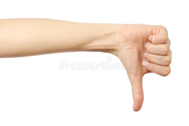 Woman`s Hand Showing Thumb Down Gesture Stock Image - Image of ...