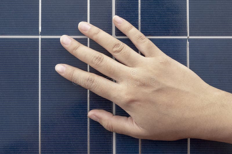 Woman`s Hand on a Solar Panel. Stock Photo - Image of concept, ecology ...