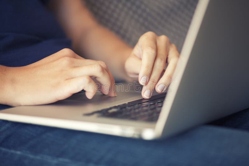 Woman s hand using laptop stock image. Image of laptop - 46089955
