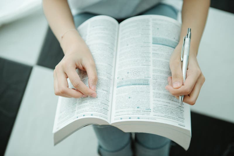 Woman`s Hand Writing on Book, Education Concept Stock Image - Image of ...