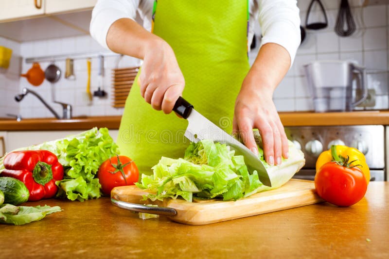 Woman`s Hands Cutting Vegetables Stock Photo - Image of freshness ...