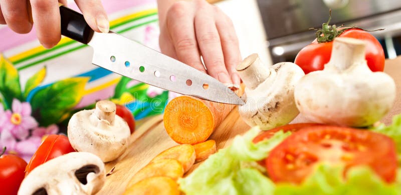 Woman S Hands Cutting Vegetables Stock Image - Image of close ...