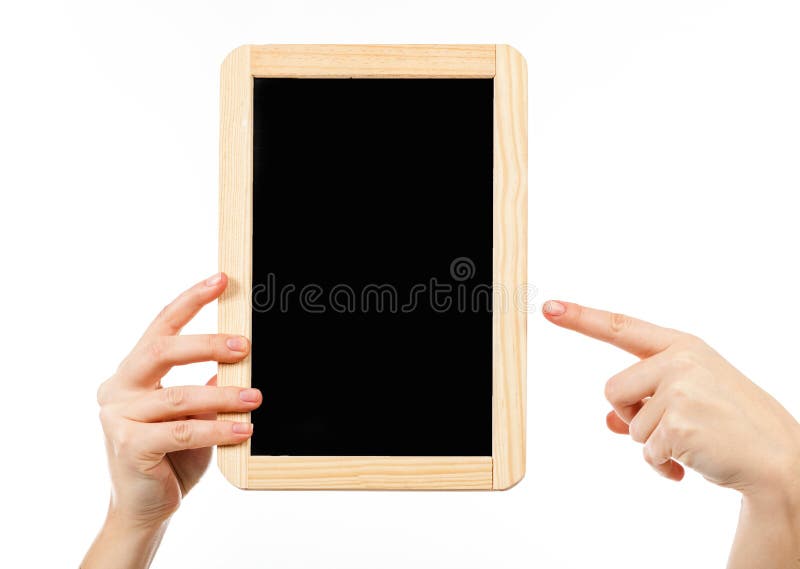 Woman`s Hands Holding a Blackboard Publicity Stock Photo - Image of ...