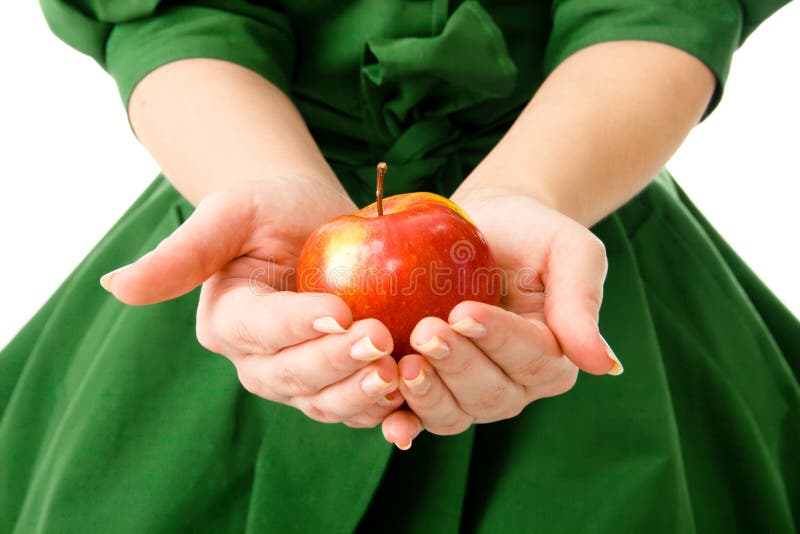 Woman S Hands Holding A Fresh Apple Stock Image - Image of nutrition ...