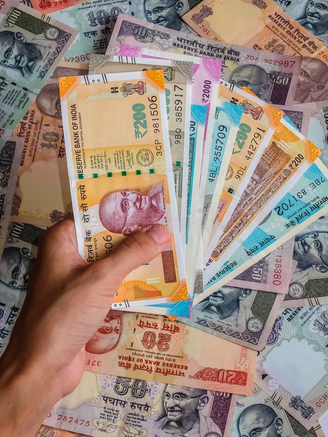 Woman`s Hands Holding Indian Notes. Stock Image - Image of 2000 ...