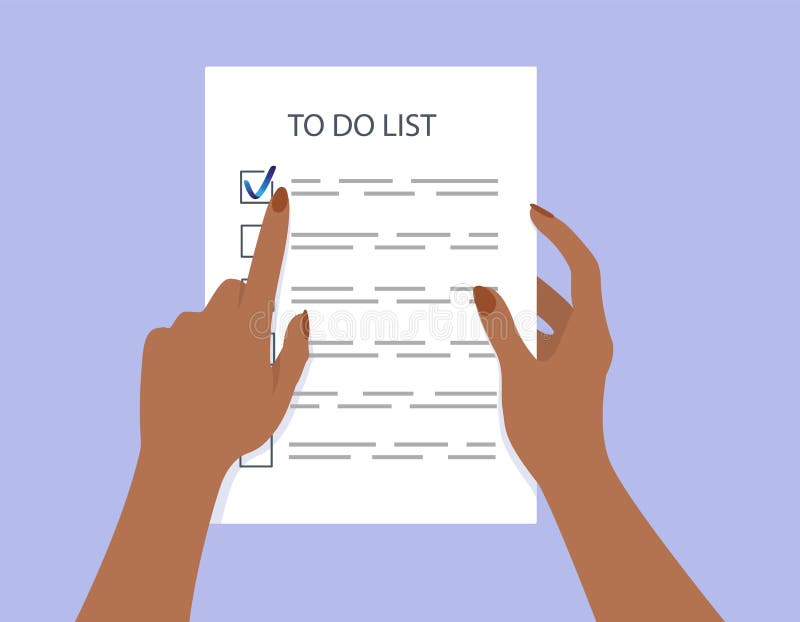 Woman`s Hands Holding a To-do List. Task Completed Stock Vector ... Woman`s Hands Holding a To-do List. Task Completed Stock Vector ...