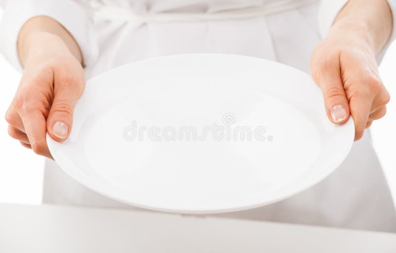 Woman S Hands Holding White Plate Stock Image - Image of empty ...