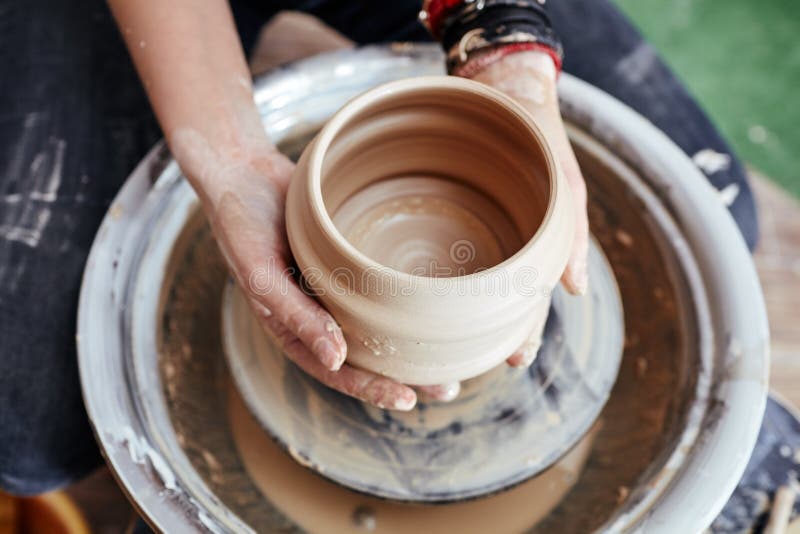 Potter Making Ceramic Pot in Pottery Workshop Stock Photo - Image of ...