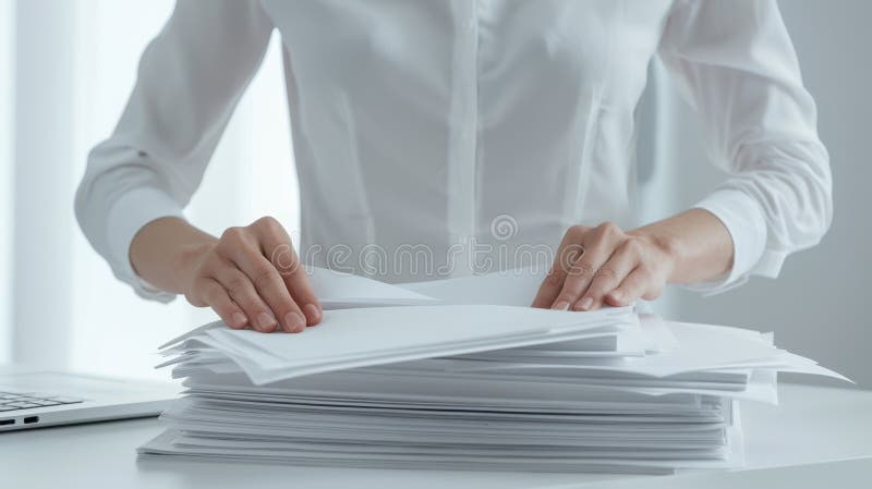The Hands Sorting Documents.AI Generated Image Stock Photo - Image of ...