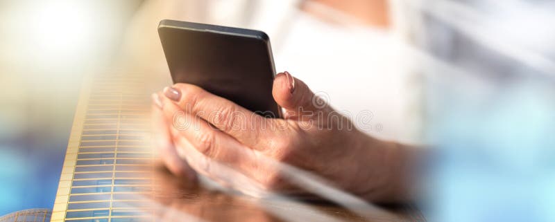 Woman S Hands Using a Mobile Phone; Multiple Exposure Stock Image ...