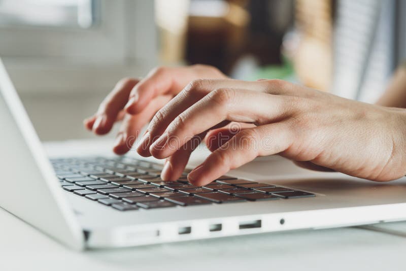 Woman S Hands Working on Laptop Computer Stock Photo - Image of office ...