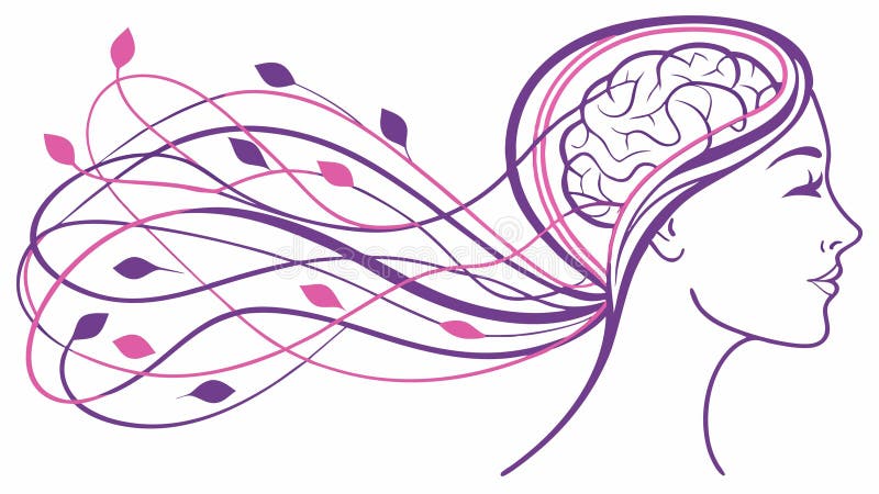 Woman S Head with Abstract Flowing Thoughts, Creative Mind Vector ...